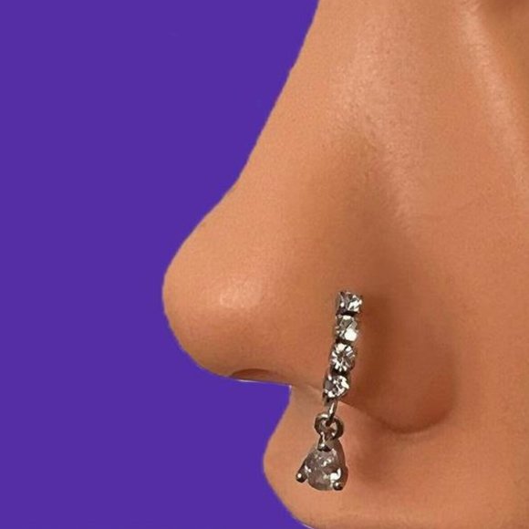 Statement Gold | Jewelry | Dangling Tear Drop Nose Hoop Nose Hoop Is ...